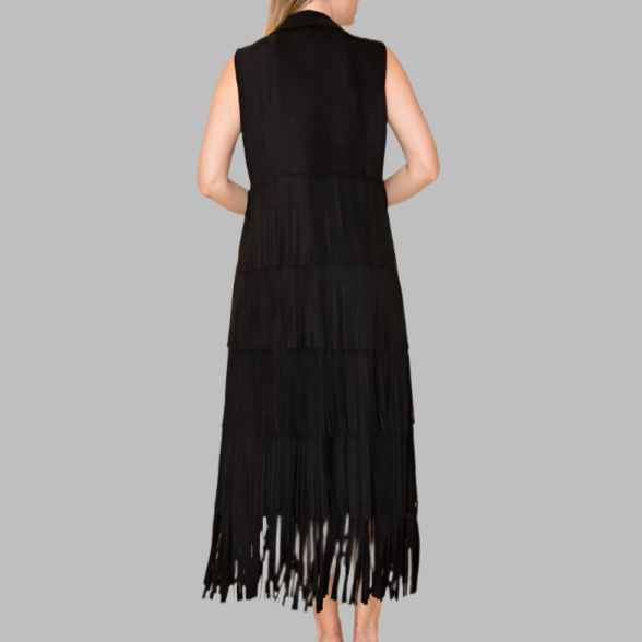 W.A.Y. Suede Fringe Duster-Black – J.T. Clothiers